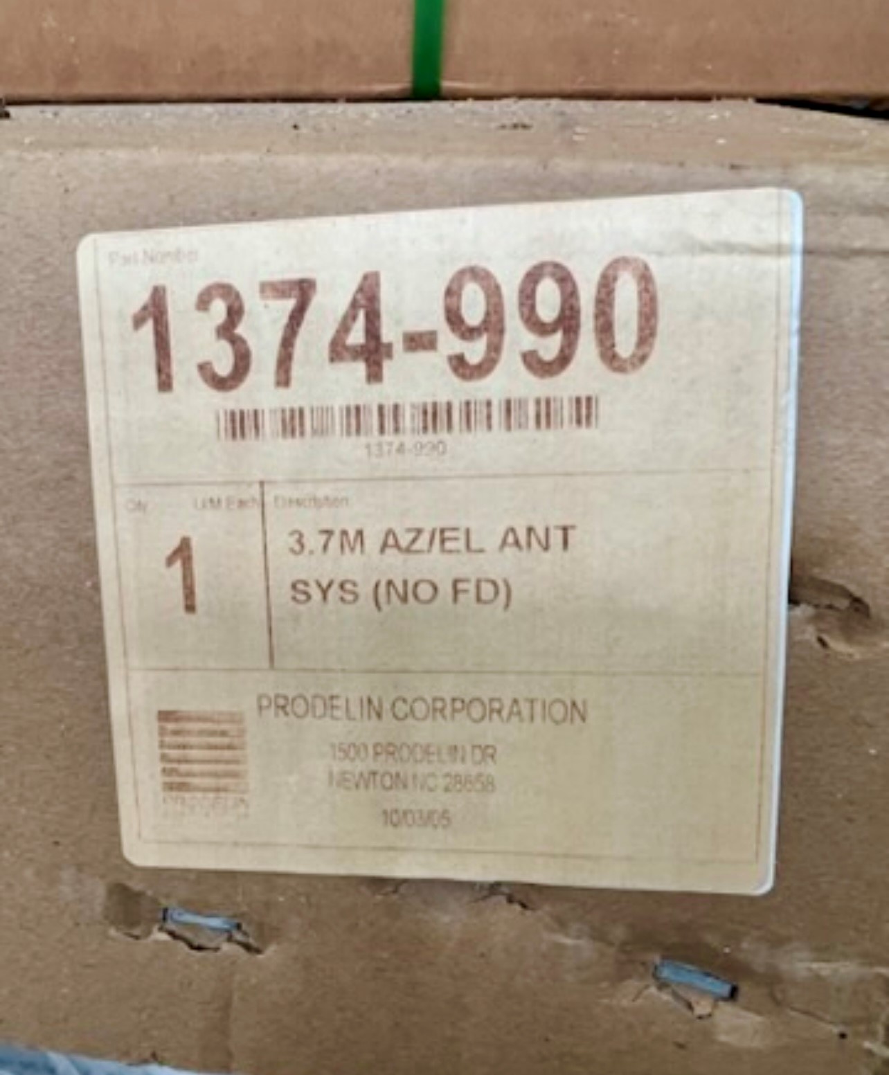 Prodelin 3.7M Prime Focus AZ/EL Antenna System (No Feed) – Model 1374 ...